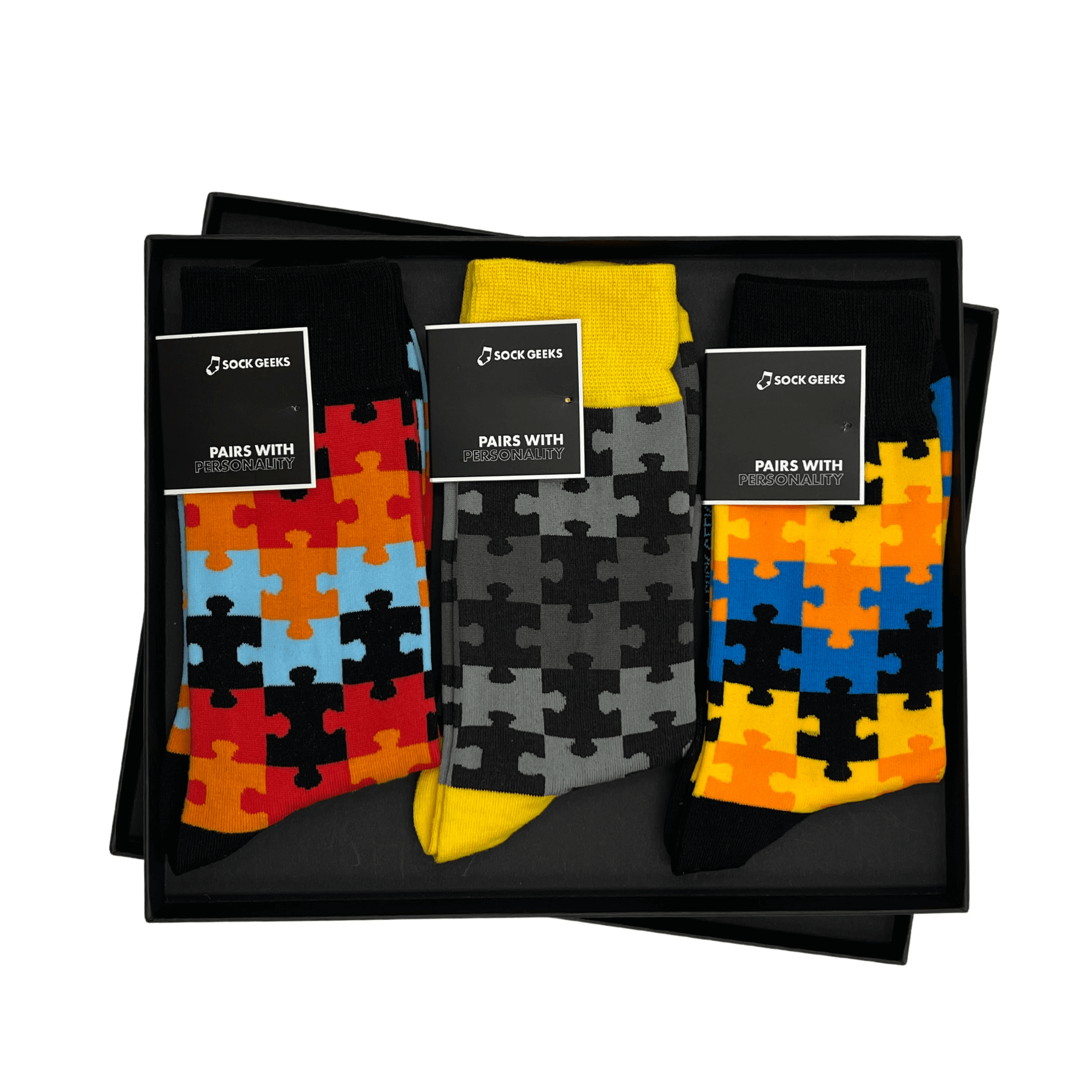 Puzzle Sock Collection | 3 Pairs Luxury Sock Gift Box | Sock Geeks