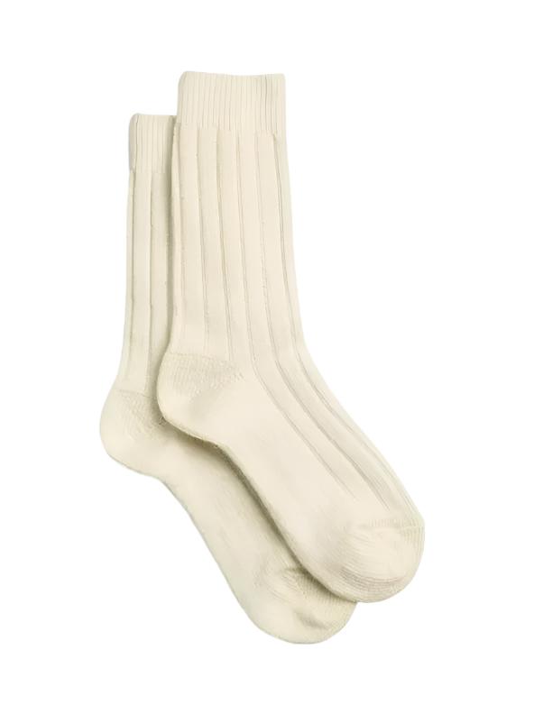 Women's Bed Socks | Cashmere Blend Ribbed Socks, Cream | Sock Geeks